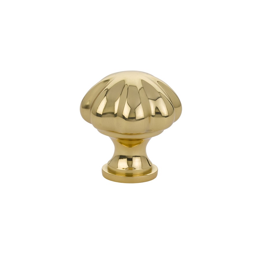 Melon Knob Finish Polished Brass Size 1"